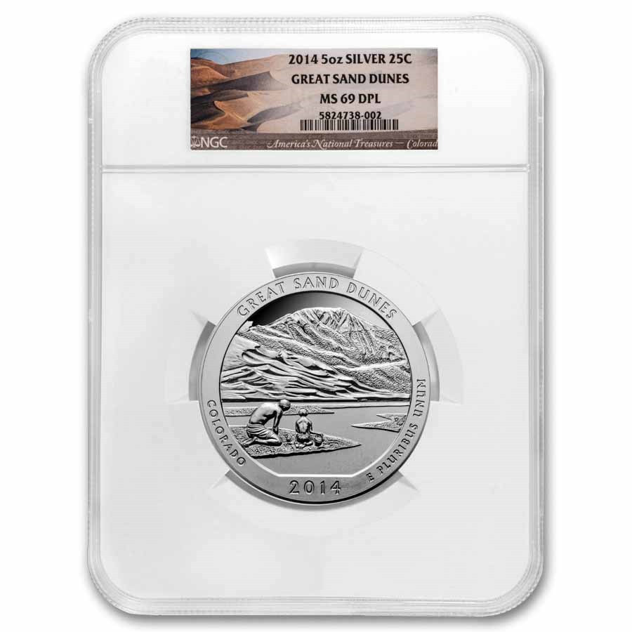 2014 5 oz Silver ATB Great Sand Dunes MS-69 DPL NGC