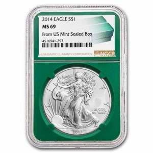 Buy 2014 American Silver Eagle MS-69 NGC (Green Holder) | APMEX