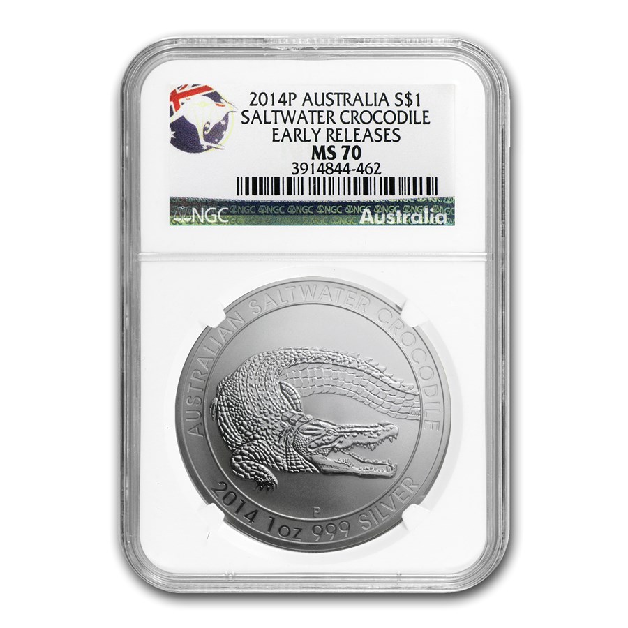 Buy 2014 Australia 1 oz Silver Saltwater Crocodile MS-70 NGC (ER) | APMEX