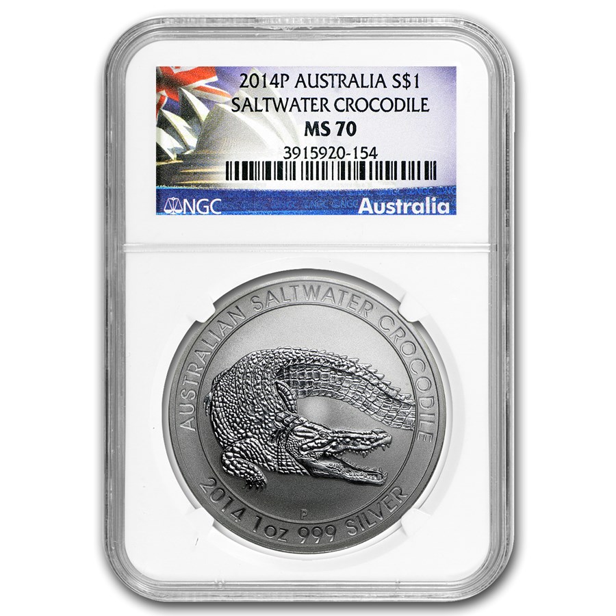 Buy 2014 Australia 1 oz Silver Saltwater Crocodile MS-70 NGC | APMEX