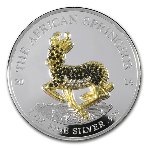 Buy 2014 Gabon 5-Coin 1 oz Silver Springbok Pavé Proof Set | APMEX