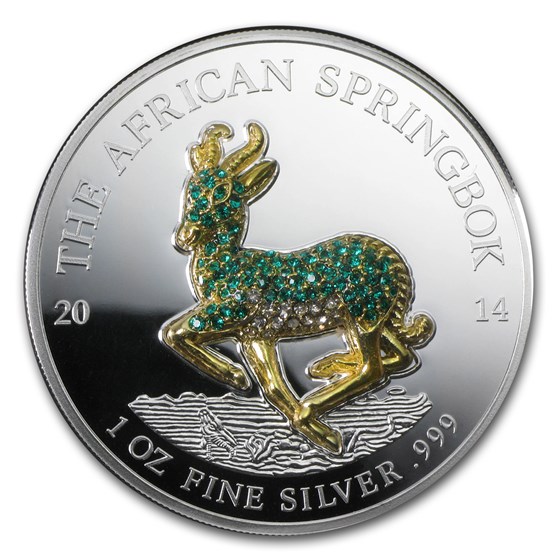 Buy 2014 Gabon 5-Coin 1 oz Silver Springbok Pavé Proof Set | APMEX