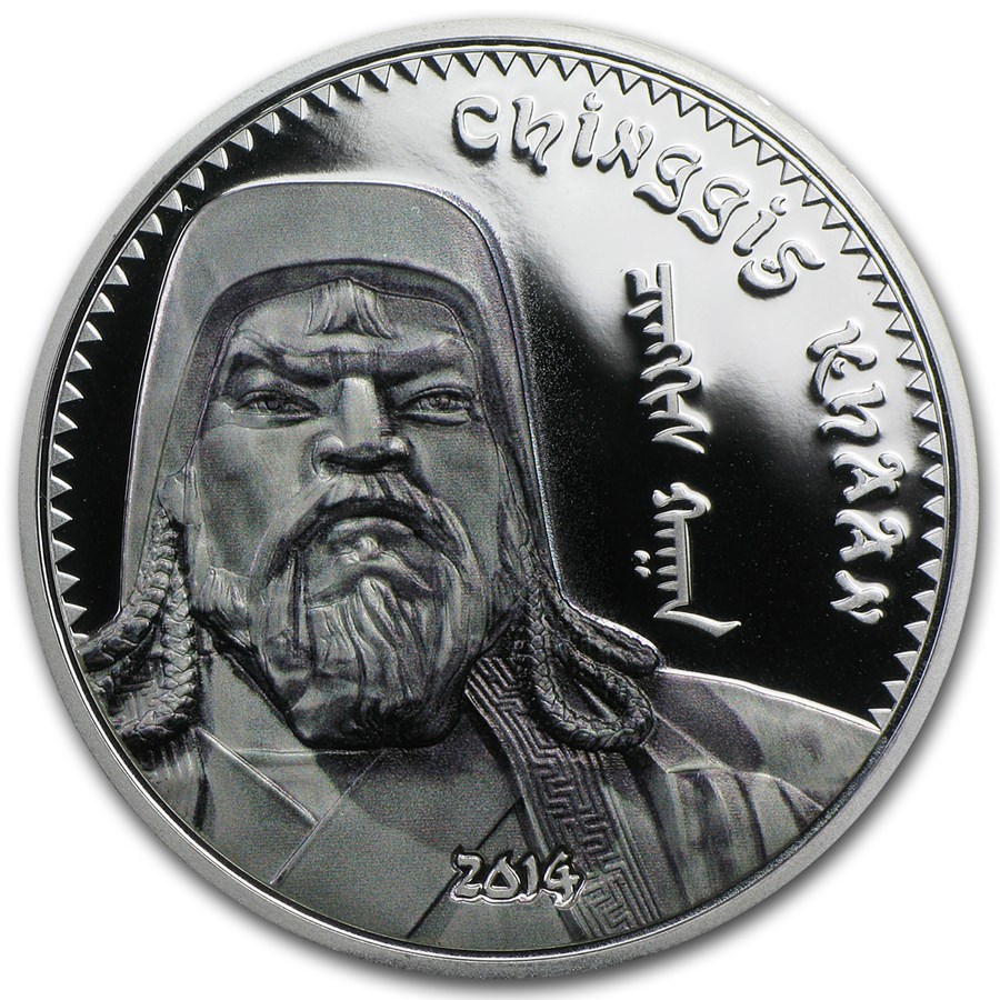 Buy 2014 Mongolia 1 oz Silver 1000 Togrog Chinggis Khaan | APMEX