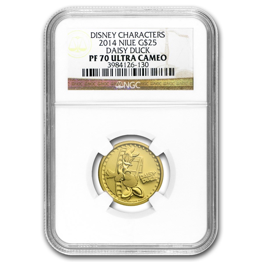 Buy 2014 Niue 1/4 oz Proof Gold $25 Disney Daisy Duck PF-70 NGC | APMEX