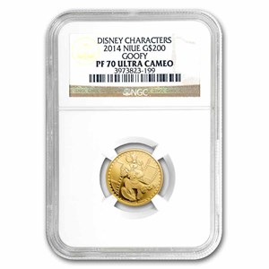 2014 Niue 1 oz Proof Gold $200 Disney Goofy PF-70 NGC UC