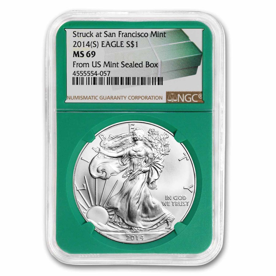 Buy 2014 (S) American Silver Eagle MS-69 NGC (Green Holder) | APMEX