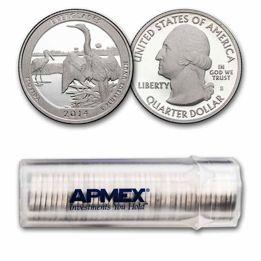 2014-S ATB Quarter Everglades National 40-Coin Roll PR (Silver)