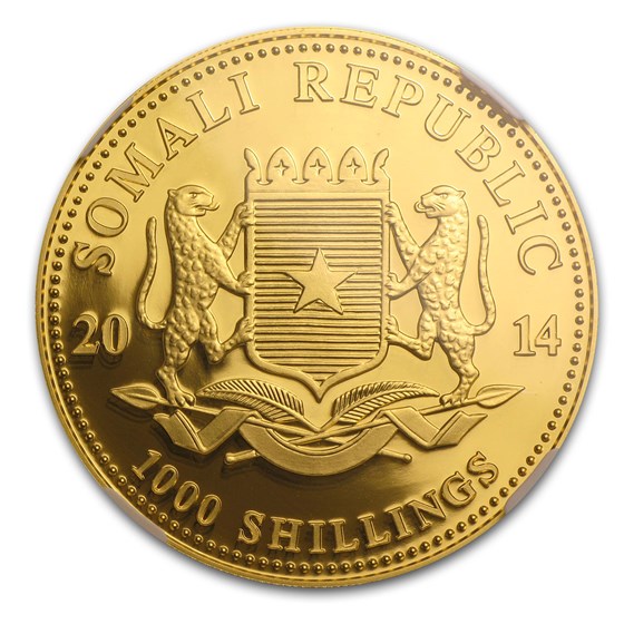 Buy 2014 Somalia 1 oz Gold African Elephant MS-70 NGC | APMEX