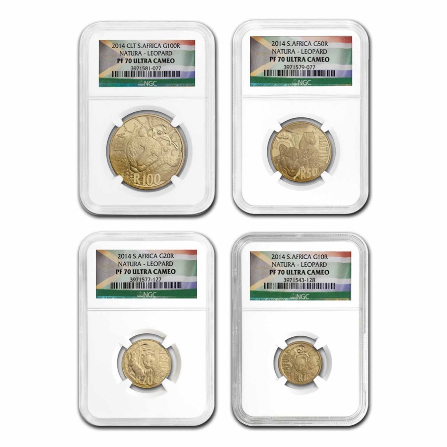 Buy 2014 South Africa 4-Coin Gold Leopard Set PF-70 NGC | APMEX