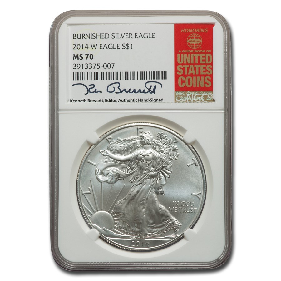 Buy 2014-W Burnished Silver Eagle MS-70 NGC (Bressett) | APMEX