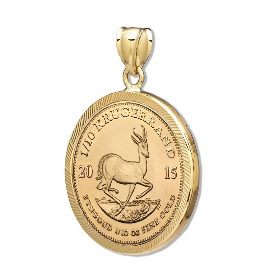 Buy 2015 1/10 oz Gold Krugerrand Pendant (Diamond-Prong Bezel) | APMEX