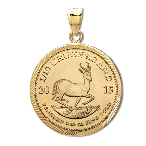 Buy 2015 1/10 oz Gold Krugerrand Pendant (Diamond-Prong Bezel) | APMEX