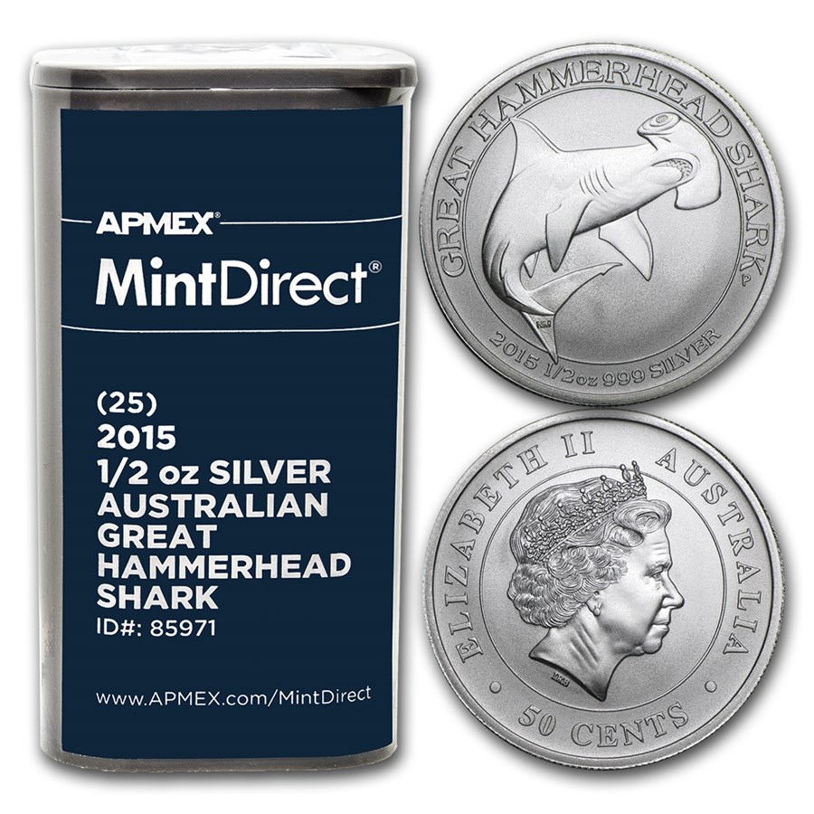 Buy 2015 1/2 oz Silver Great Hammerhead Shark (25-Coin MintDirect®) | APMEX