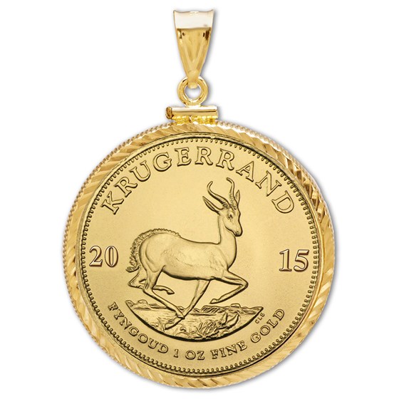 Buy 2015 1 oz Gold Krugerrand Pendant (Diamond-ScrewTop Bezel) | APMEX