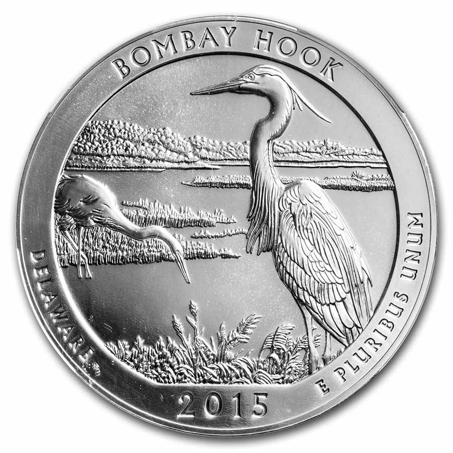 Buy 2015 5 oz Silver ATB Bombay Hook MS-69 DPL NGC | APMEX