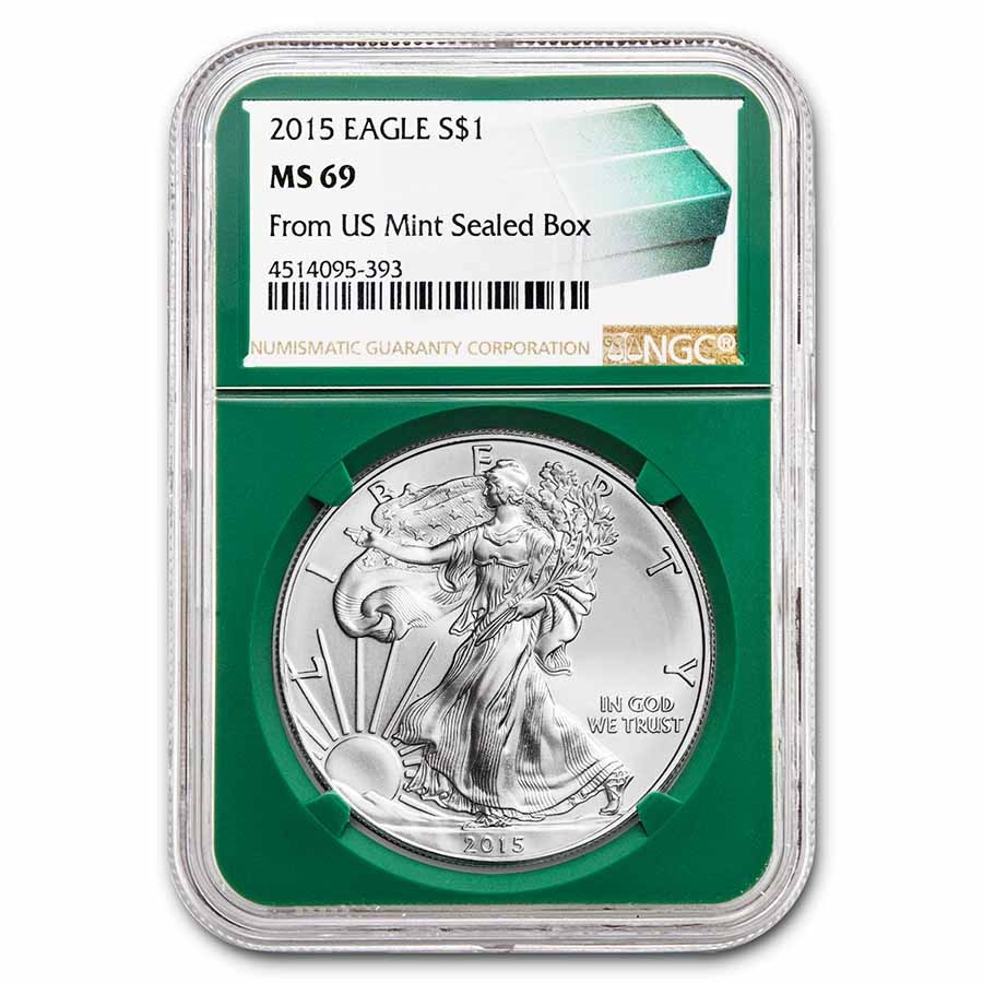 Buy 2015 American Silver Eagle MS-69 NGC (Green Holder) | APMEX