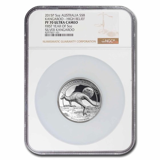 Buy 2015 AUS 5 oz Silver Kangaroo PF-70 NGC UC HR | APMEX