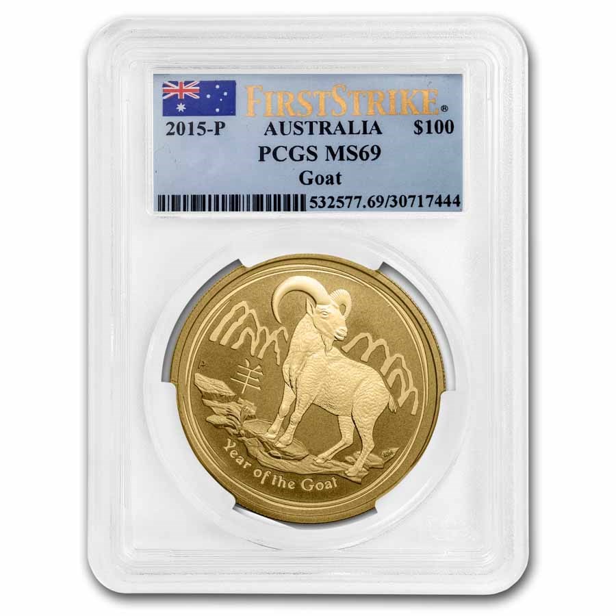 2015 Australia 1 oz Gold Lunar Goat MS-69 PCGS