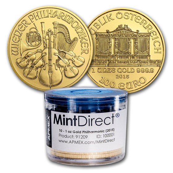 Buy 2015 Austria 1 oz Gold Philharmonic (10-Coin MintDirect® Tube) | APMEX