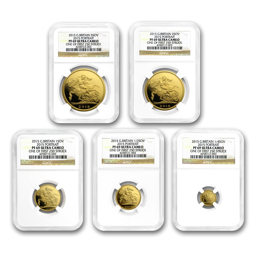 Buy 2015 GB 5-Coin Gold Sovereign Set PF-69 NGC | APMEX