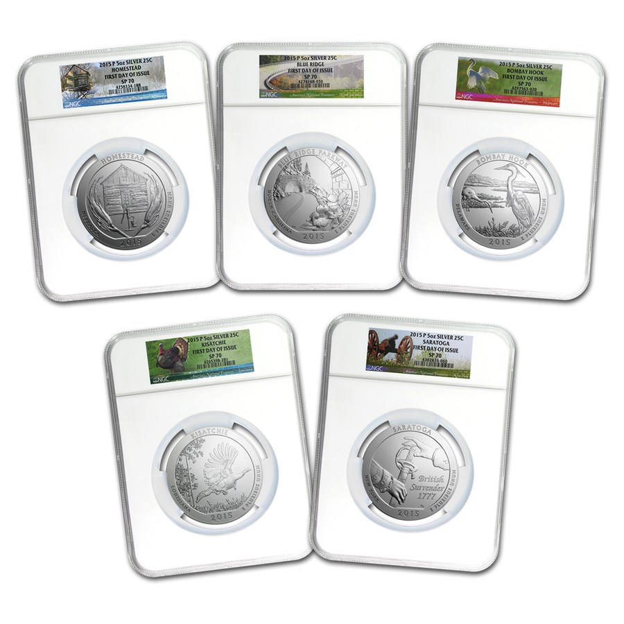Buy 2015-P 5-Coin 5 oz Silver ATB Set SP-70 NGC (Early Release) | APMEX