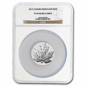 Buy 2015 Canadian 1 oz Silver Maple Leaf Shaped Coin PF-69 | APMEX