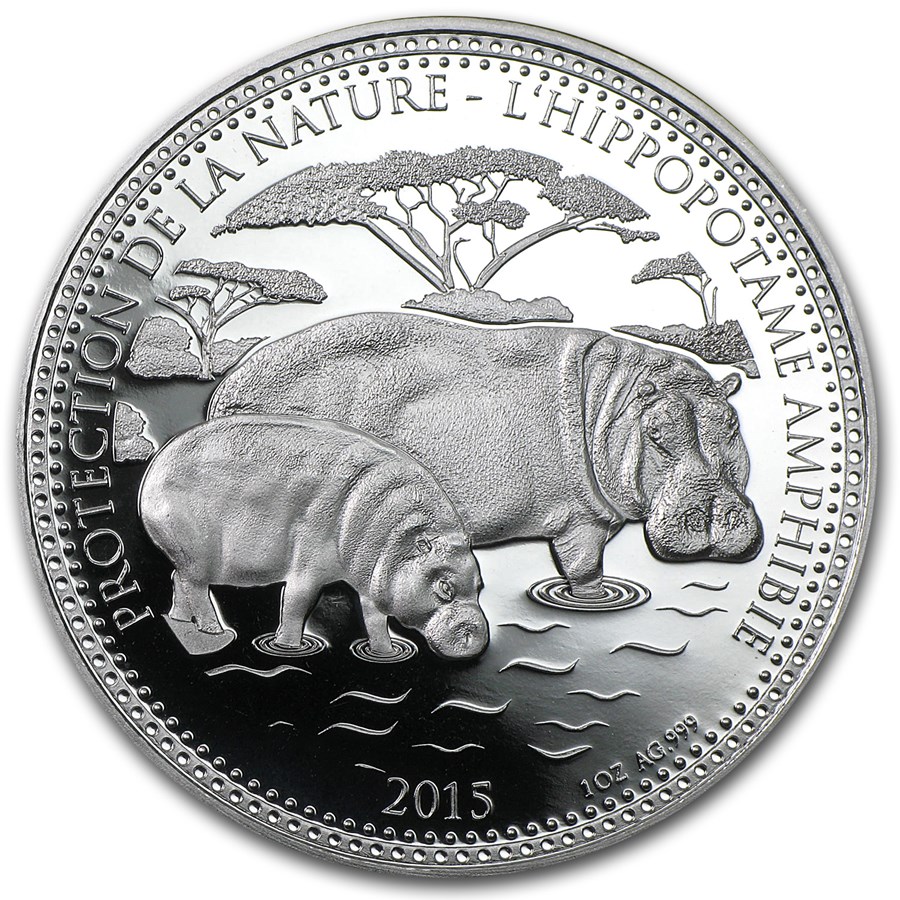 Buy 2015 Republic of Chad 1 oz Silver Protection De La Nature Hippo | APMEX