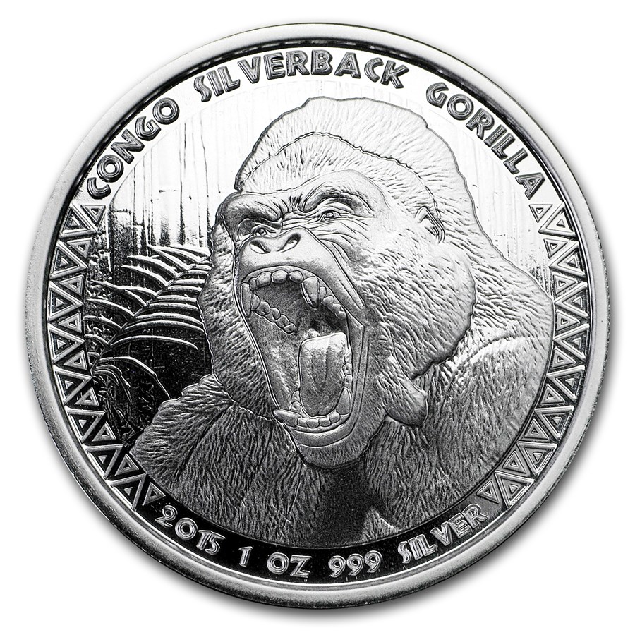 Buy 2015 Republic of Congo Silver 1 oz Silverback Gorilla (Abrasion ...