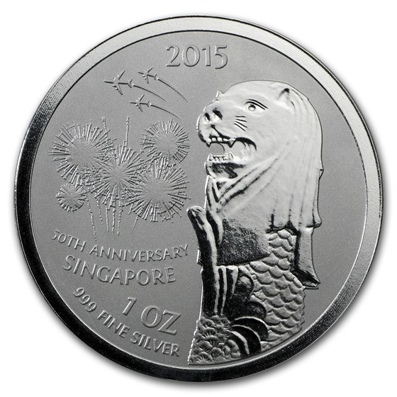Buy 2015 Singapore 1 oz Silver SG50 Merlion Round | APMEX