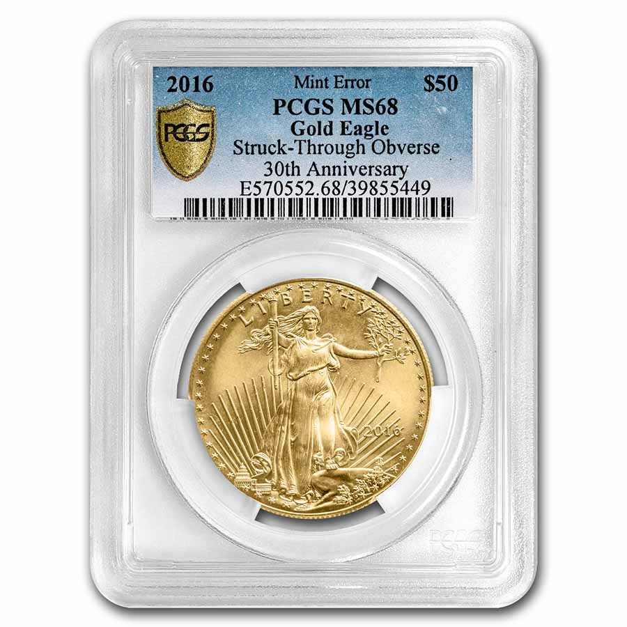 Buy 2016 1 oz American Gold Eagle MS-68 PCGS (Error, Struck-Thru Obv ...