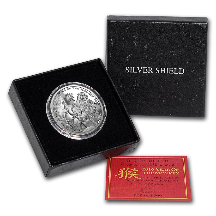 Buy 2016 1 oz Silver Shield Proof Round - Year of the Monkey | APMEX