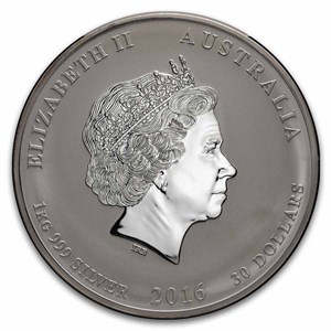 2016 Australia 1 kilo Silver Lunar Monkey BU (Spotting)