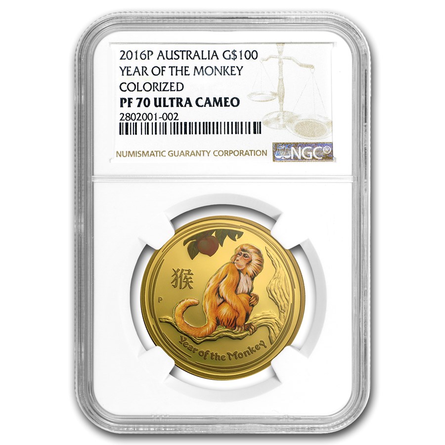 Buy 2016 Australia 1 oz Gold Lunar Monkey PF-70 NGC (Colorized) | APMEX