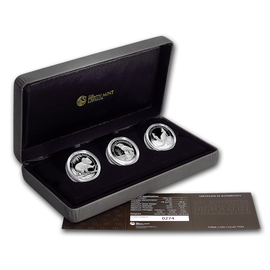Buy 2016 Australia 3-Coin 1 oz Silver Proof High Relief Set | APMEX