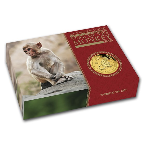 Buy 2016 Australia 3-Coin Gold Lunar Monkey Proof Set (1.35 oz) | APMEX