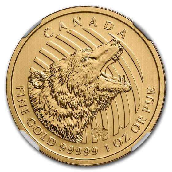Buy 2016 Canada 1 oz Gold Roaring Grizzly Bear .99999 MS-67 NGC | APMEX