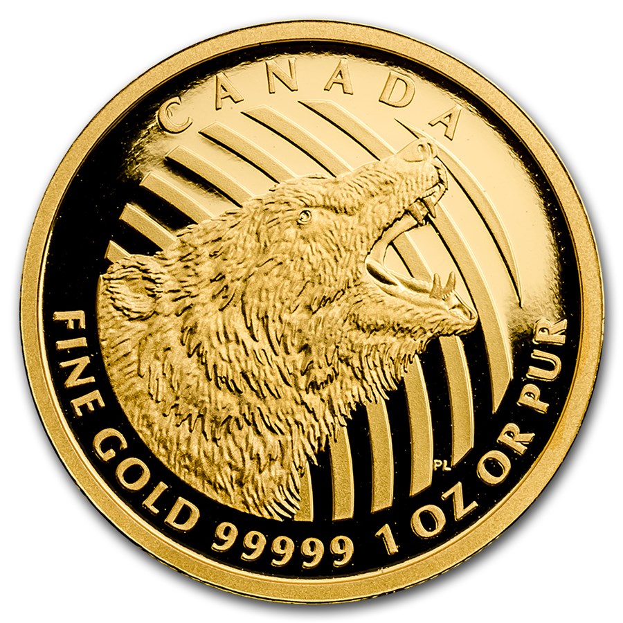 Buy 2016 Canada 1 oz Gold Roaring Grizzly Bear .99999 Proof | APMEX