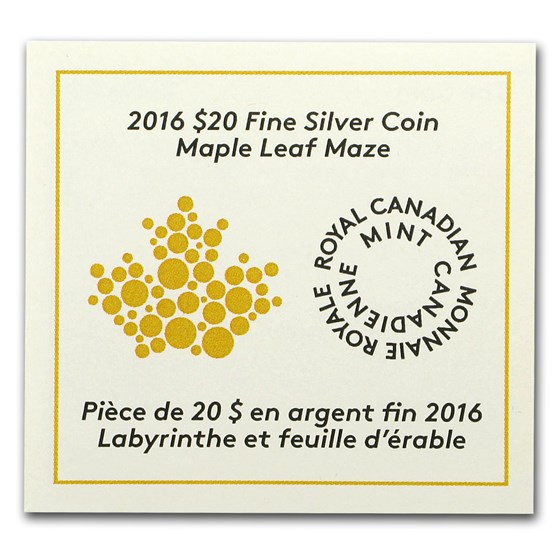 Buy 2016 Canada 1 oz Silver $20 Prf Maple Leaf Maze Coin (Colorized ...