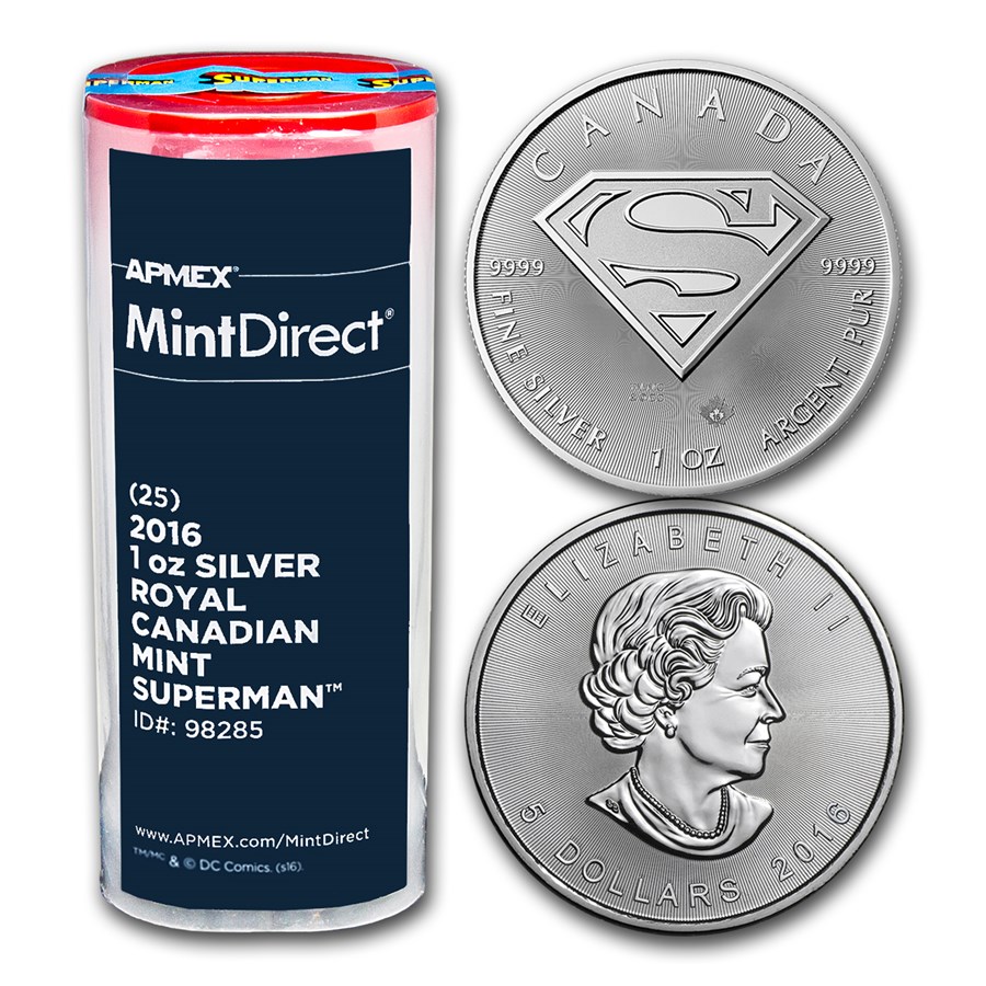 Buy 2016 Canada 1 oz Silver SUPERMAN™ (25-Coin MintDirect® Tube) | APMEX