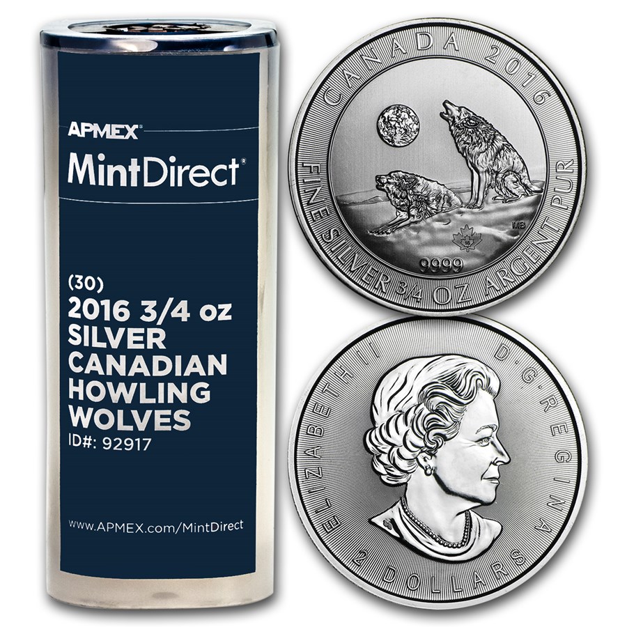 Buy 2016 Canada 3/4 oz Ag Howling Wolves (30-Coin MintDirect® Tube) | APMEX