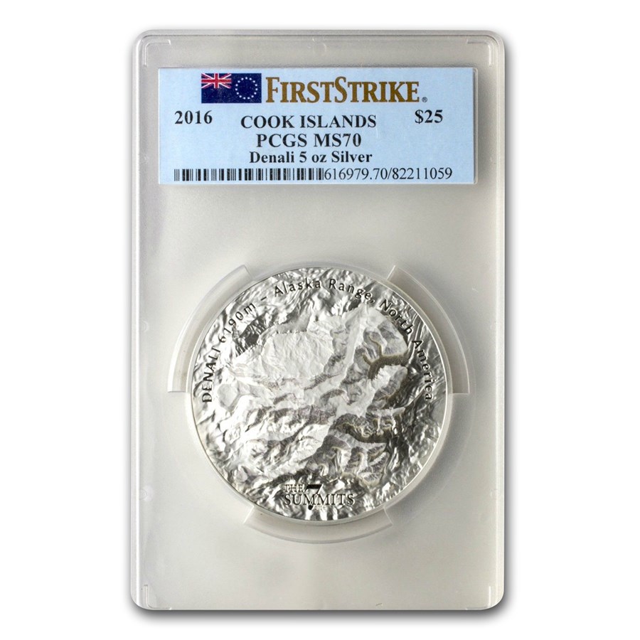 Buy 2016 Cook Islands 5 oz Silver 7 Summits Denali MS-70 PCGS | APMEX