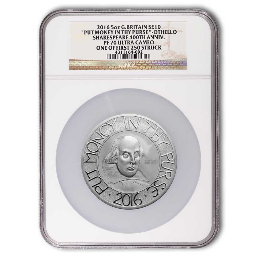 2016 Great Britain 5 oz Silver Shakespeare PF-70 NGC