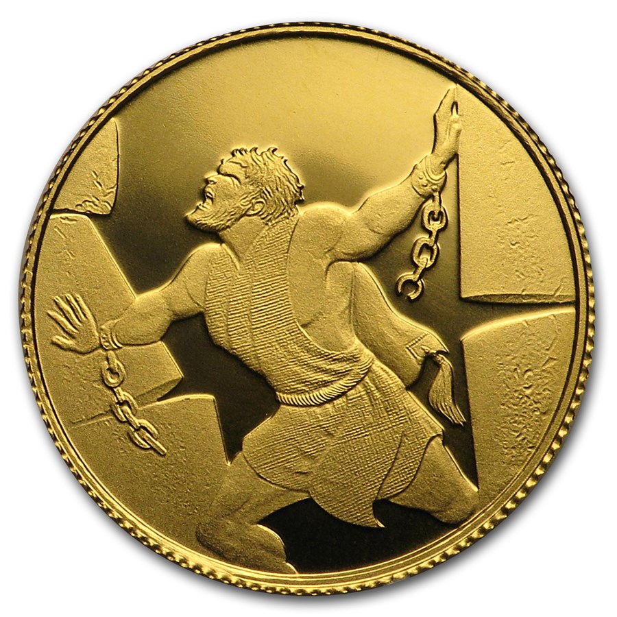 Buy 2016 Israel 1/25 oz Gold Samson in the Philistine House Proof | APMEX