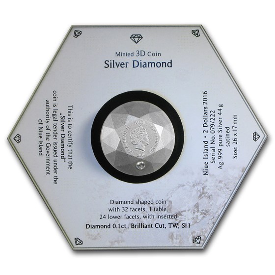 Buy 2016 Niue Silver $2 World's First 3D Diamond Shape Coin | APMEX