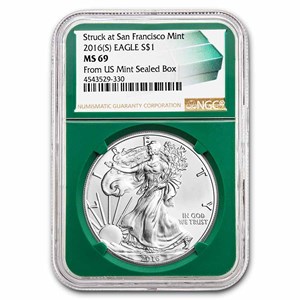 Buy 2016 (S) American Silver Eagle MS-69 NGC (Green Holder) | APMEX