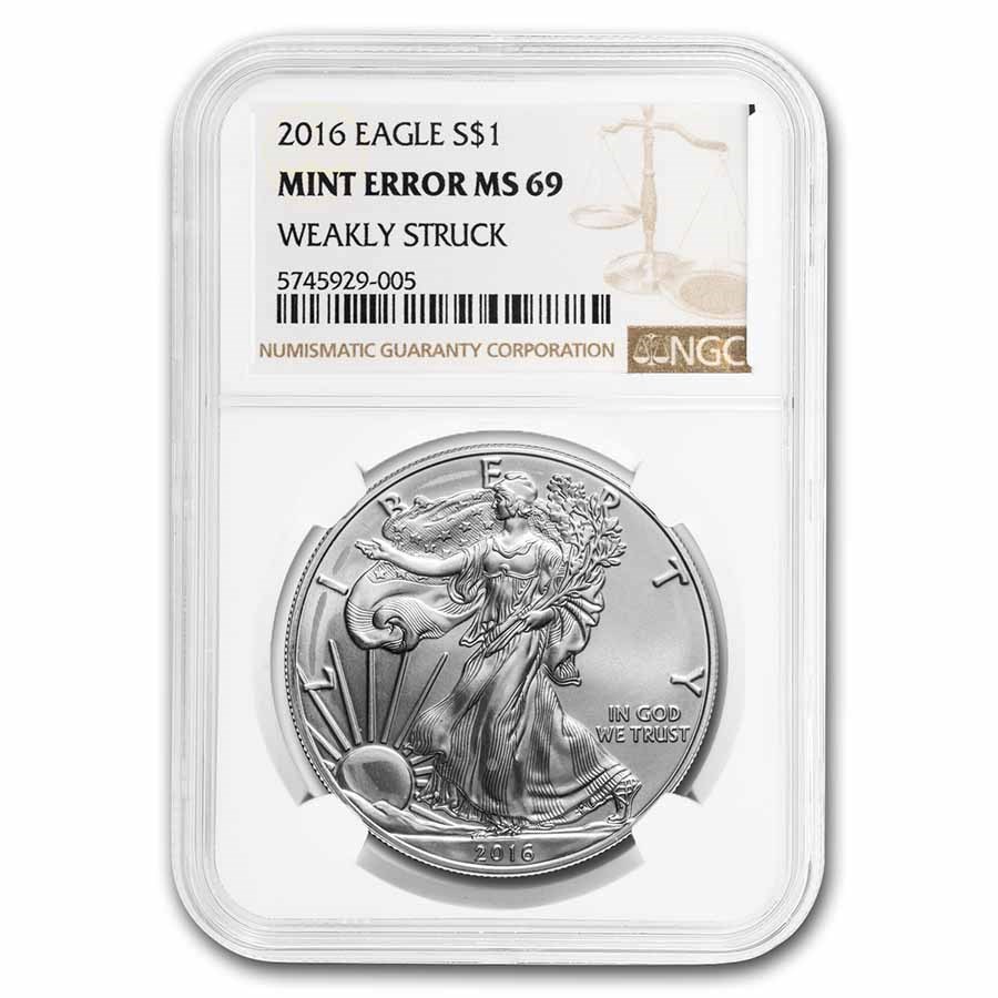 Buy 2016 Silver Eagle MS-69 NGC (Error, Weakly Struck) | APMEX