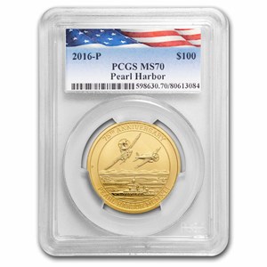 2016 TUV 1 oz Gold Pearl Harbor MS-70 PCGS