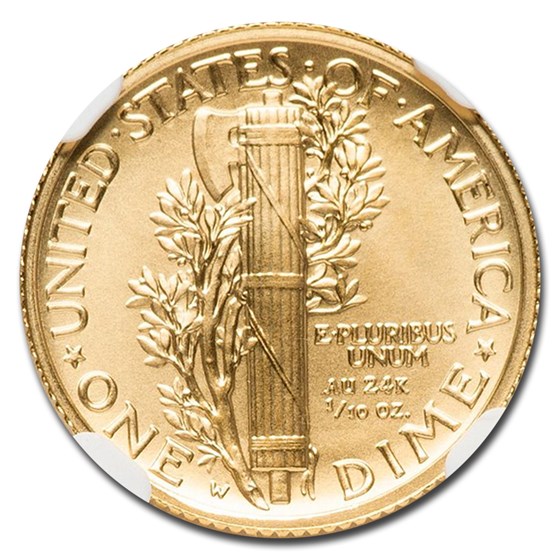 Buy 2016-W 1/10 oz Gold Mercury Dime SP-70 NGC (FR, Jones) | APMEX