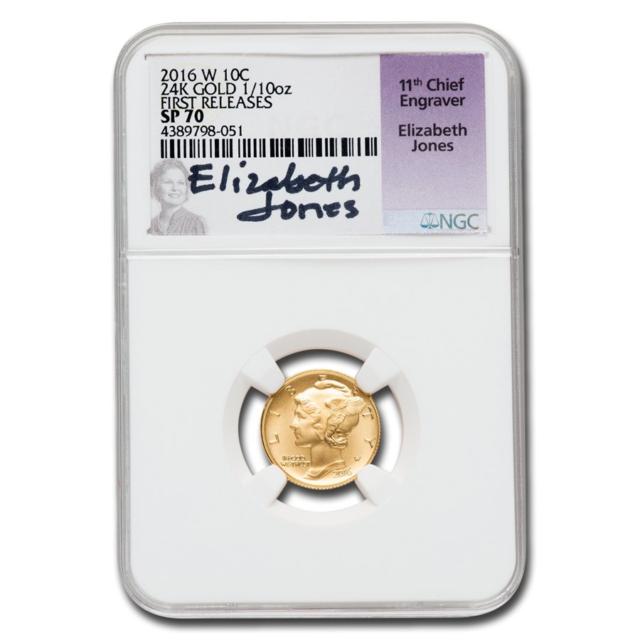 Buy 2016-W 1/10 oz Gold Mercury Dime SP-70 NGC (FR, Jones) | APMEX