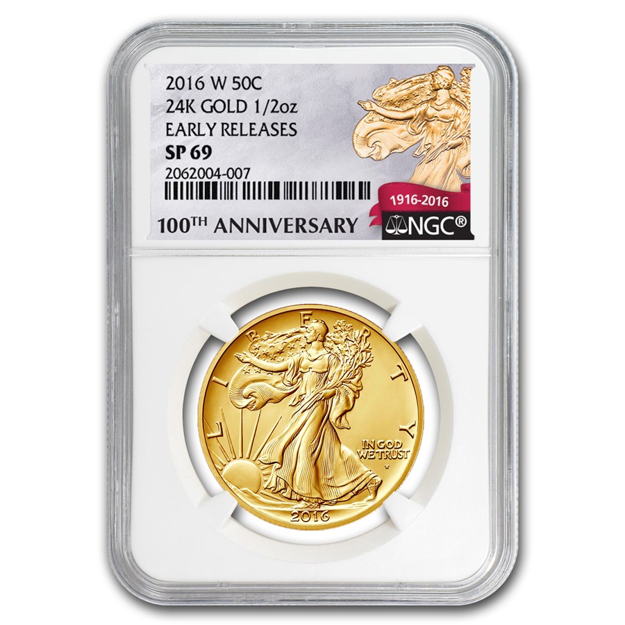 Buy 2016-W 1/2 oz Gold Walking Liberty Half Dollar SP-69 NGC (ER) | APMEX